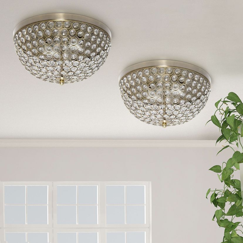Lalia Home 13" Classix Crystal Glam Two Light Decorative Dome Shaped ...
