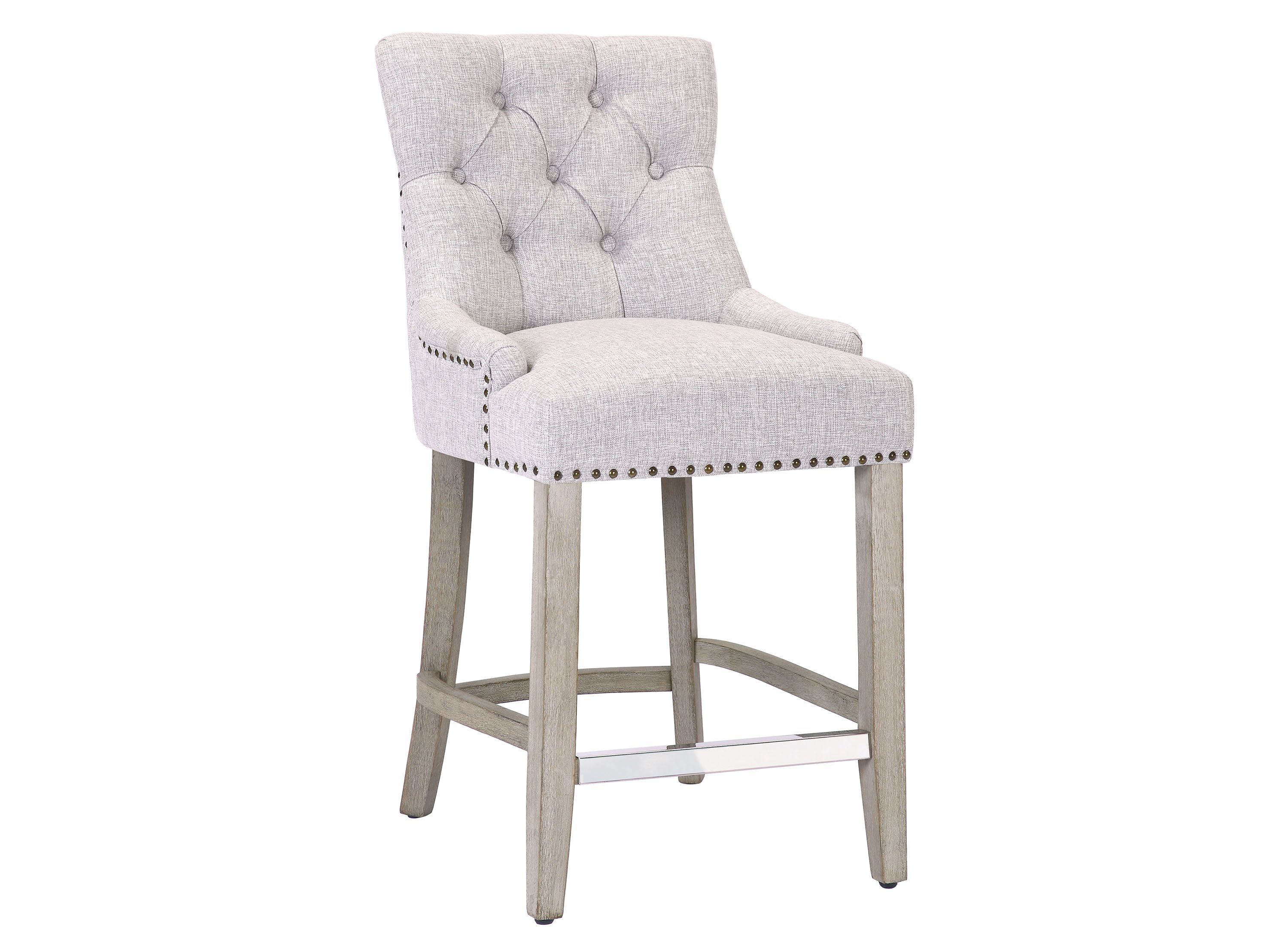 Westin Furniture 24" Linen Fabric Tufted Upholstered Bar Stool | Belk