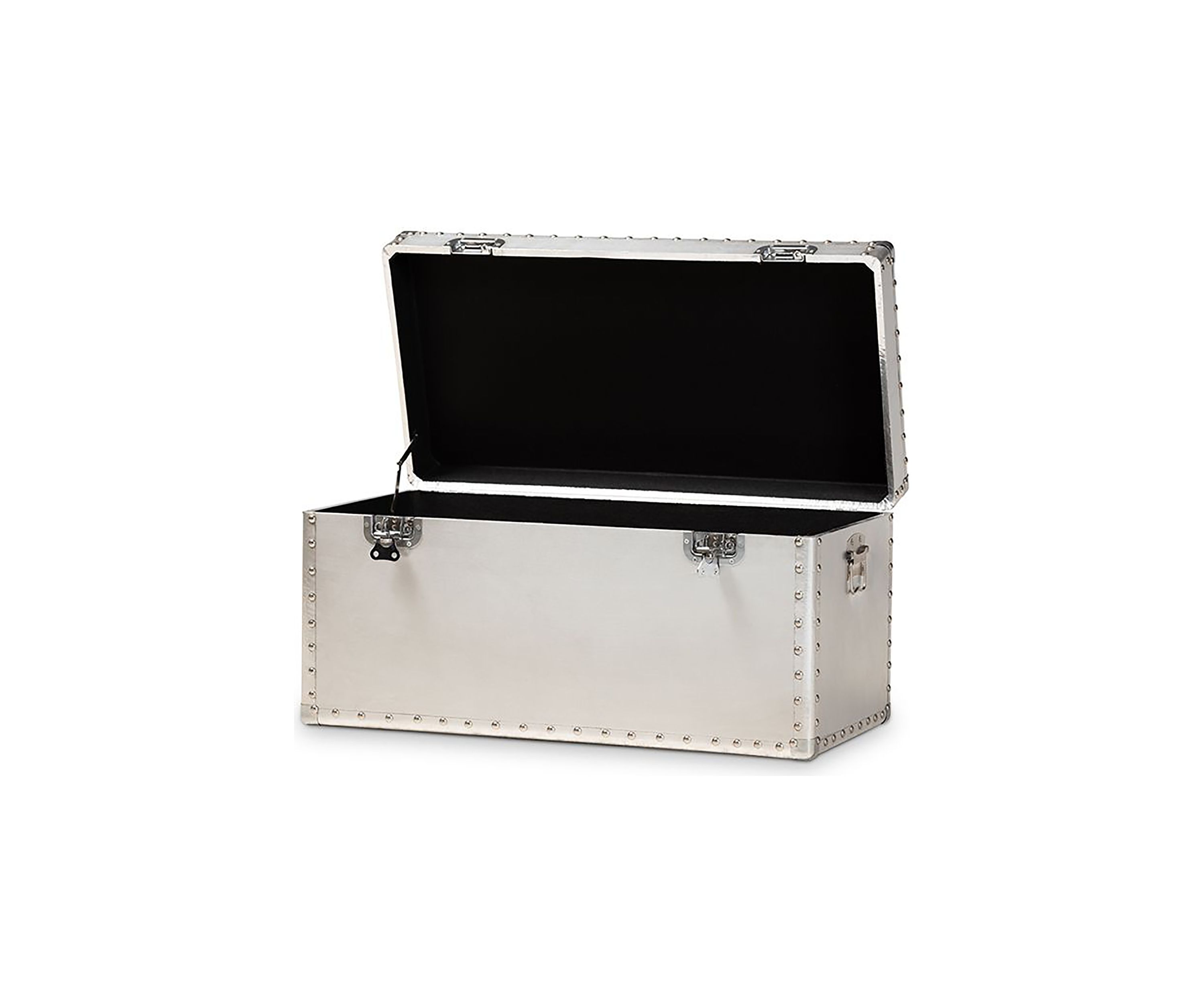 Baxton Studio Serge French Industrial Silver Metal Storage Trunk | Belk