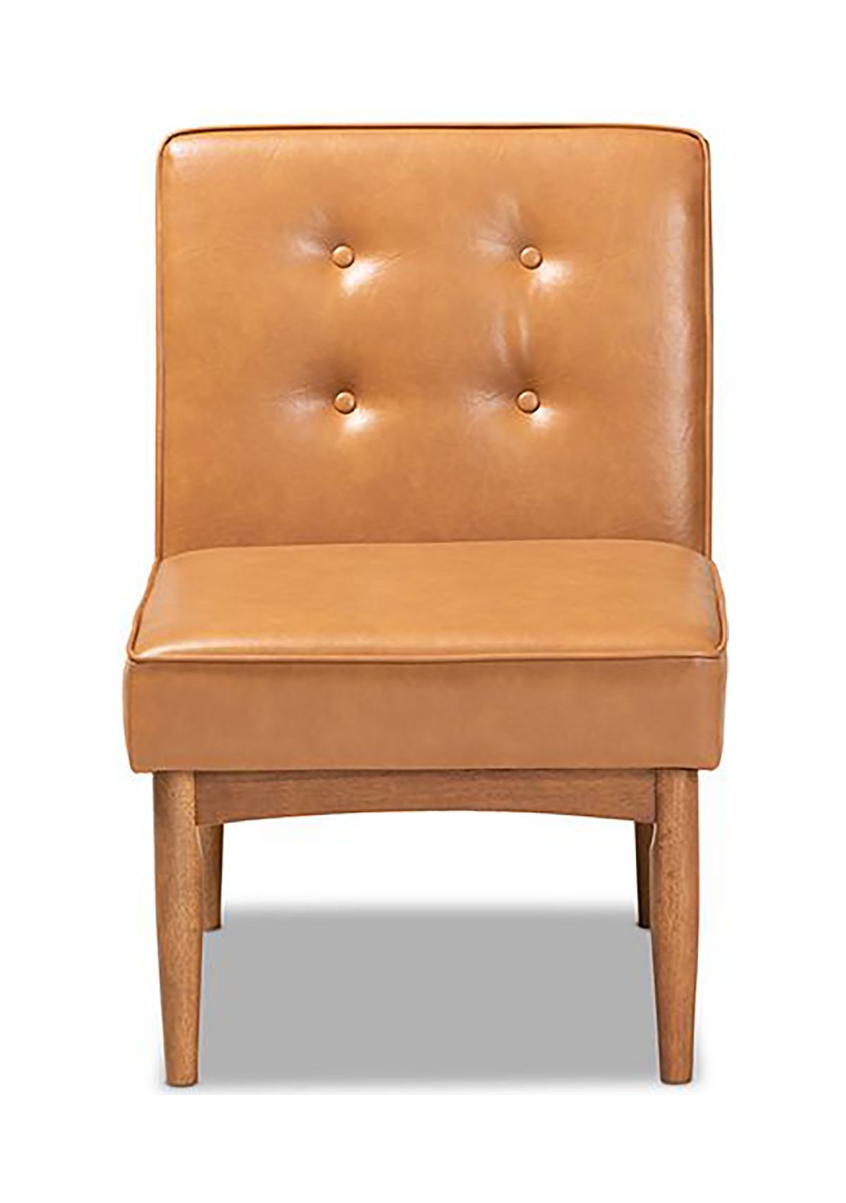 Baxton Studio Arvid Mid-Century Modern Tan Faux Leather Upholstered and ...