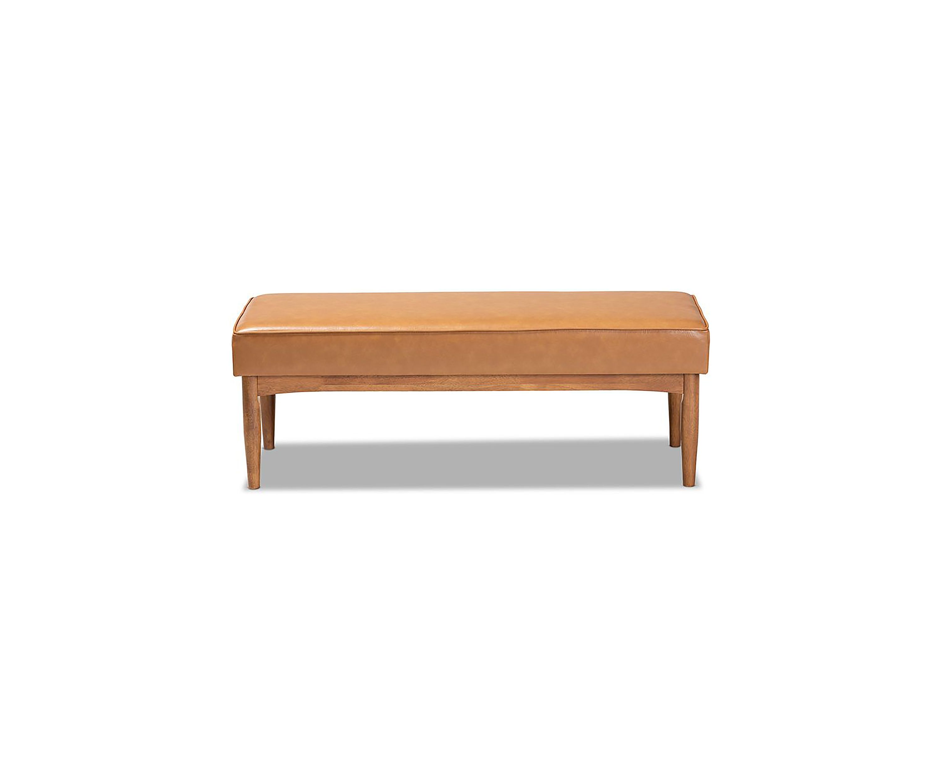 Baxton Studio Arvid Mid-Century Modern Tan Faux Leather Upholstered and ...