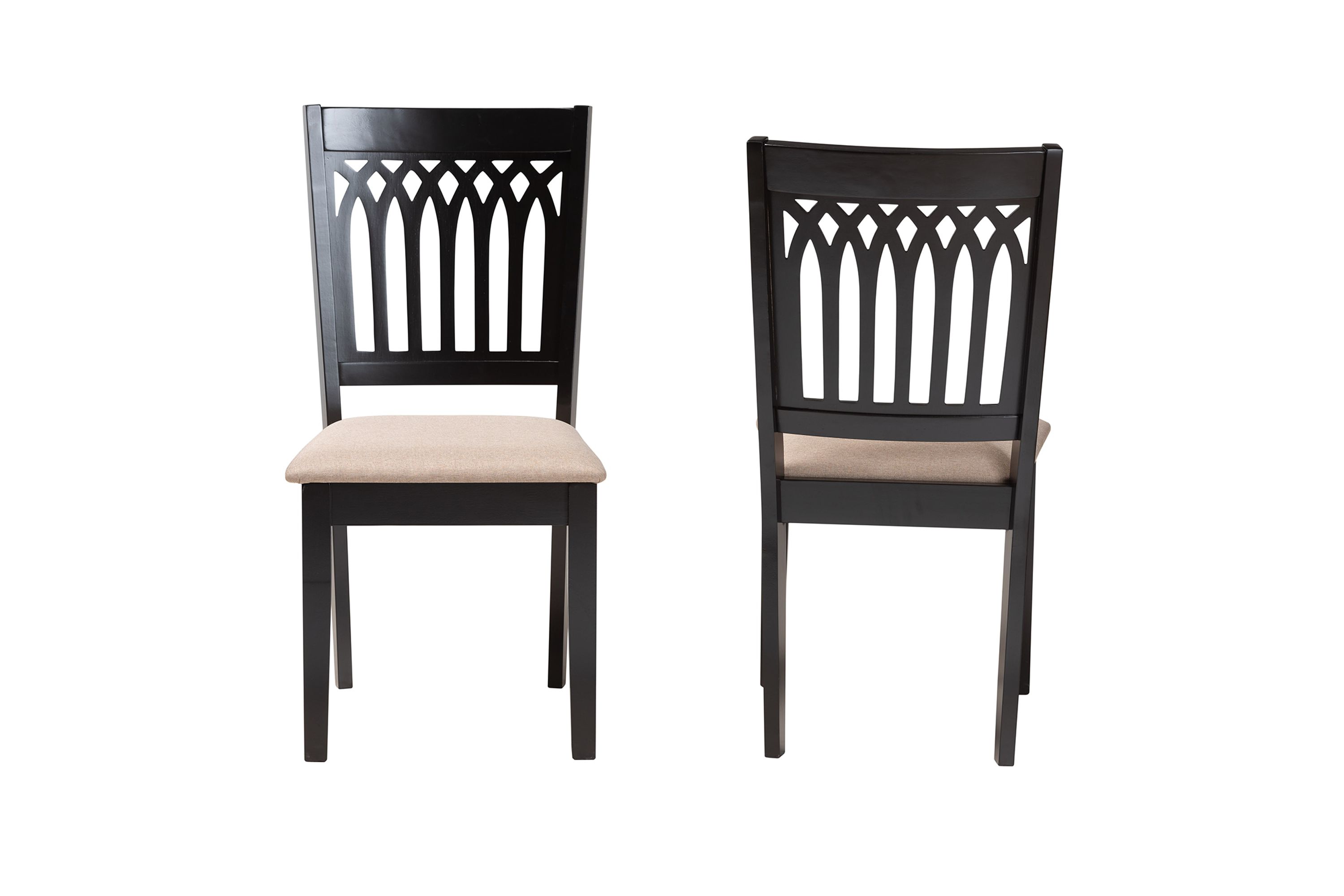 Baxton Studio Genesis Modern Beige Fabric and Dark Brown Finished Wood ...