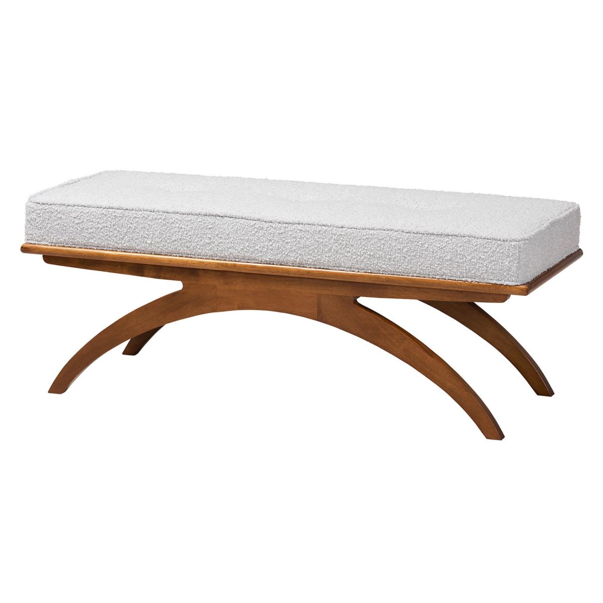 Baxton Studio Orella Japandi Light Grey Boucle Fabric and Walnut Brown ...