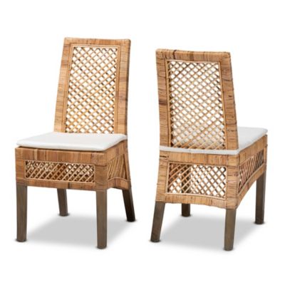 Baxton Studio Argos Modern Bohemian Natural Brown Rattan Dining Chairs ...