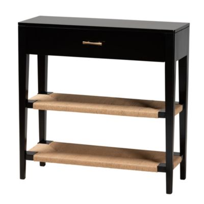 bali & pari Freya Modern Bohemian Black Finished Bayur Wood 1-Drawer ...