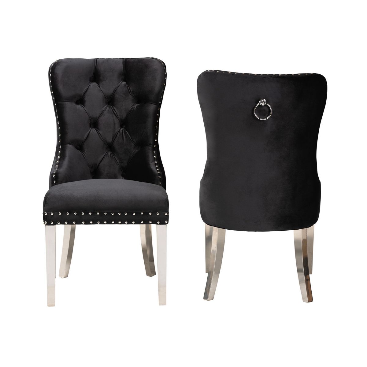 Baxton Studio Honora Contemporary Glam and Luxe Black Velvet Fabric and ...