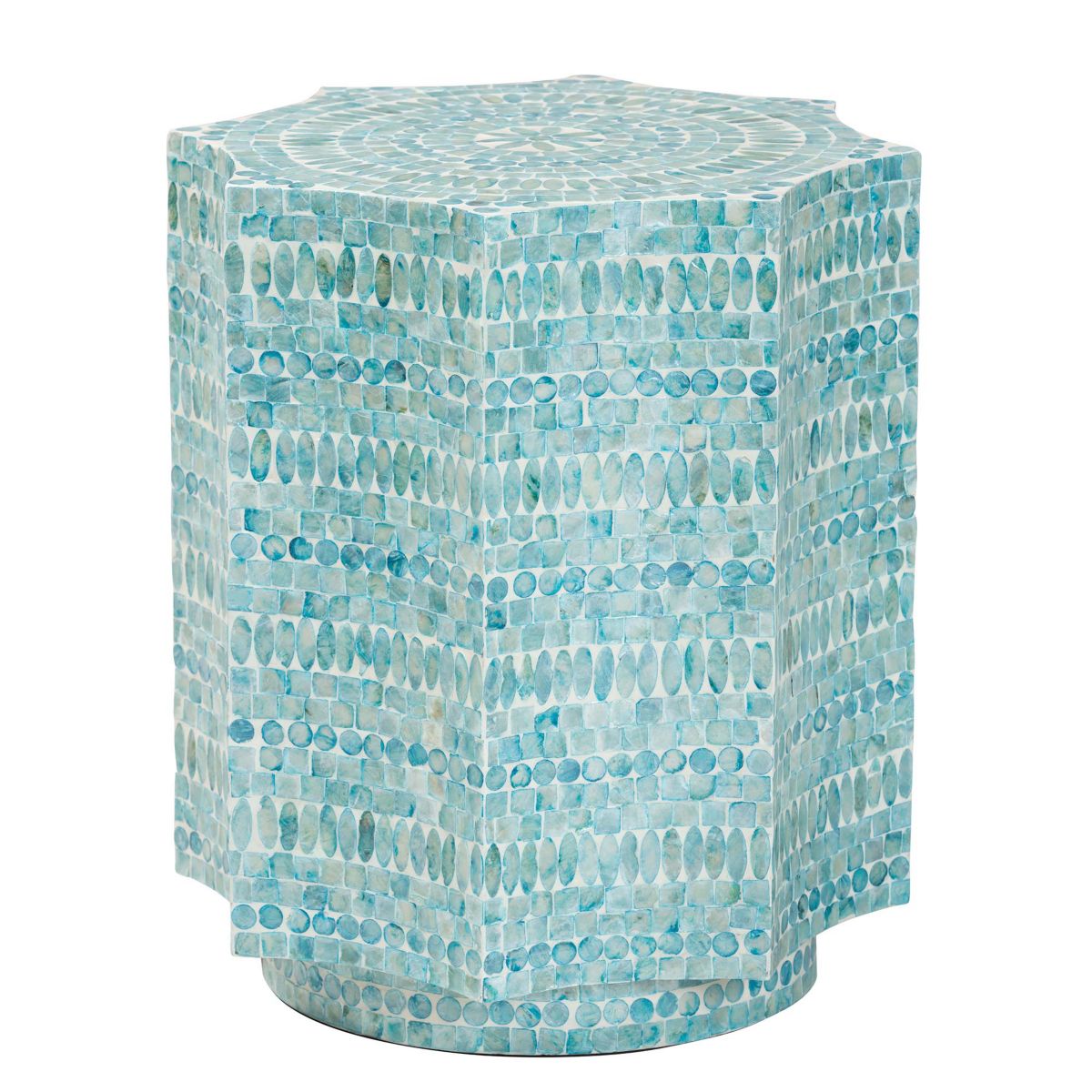 Baxton Studio Olesia Modern Bohemian Mosaic Teal Mother of Pearl End ...