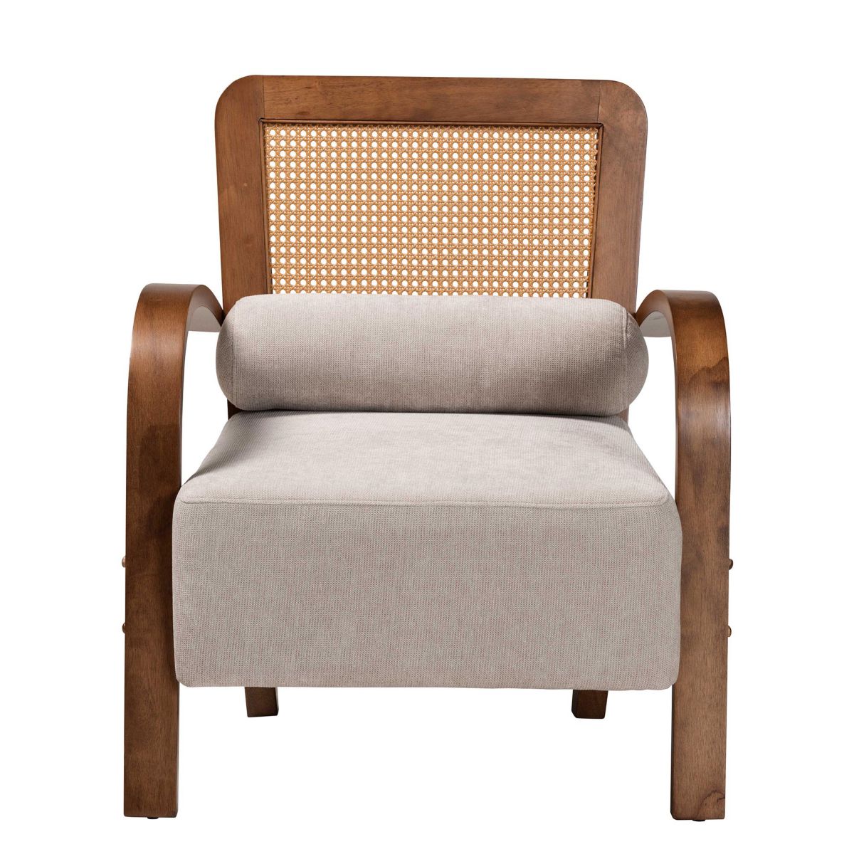 Baxton Studio Sage Modern Japandi Light Grey Fabric and Walnut Brown ...