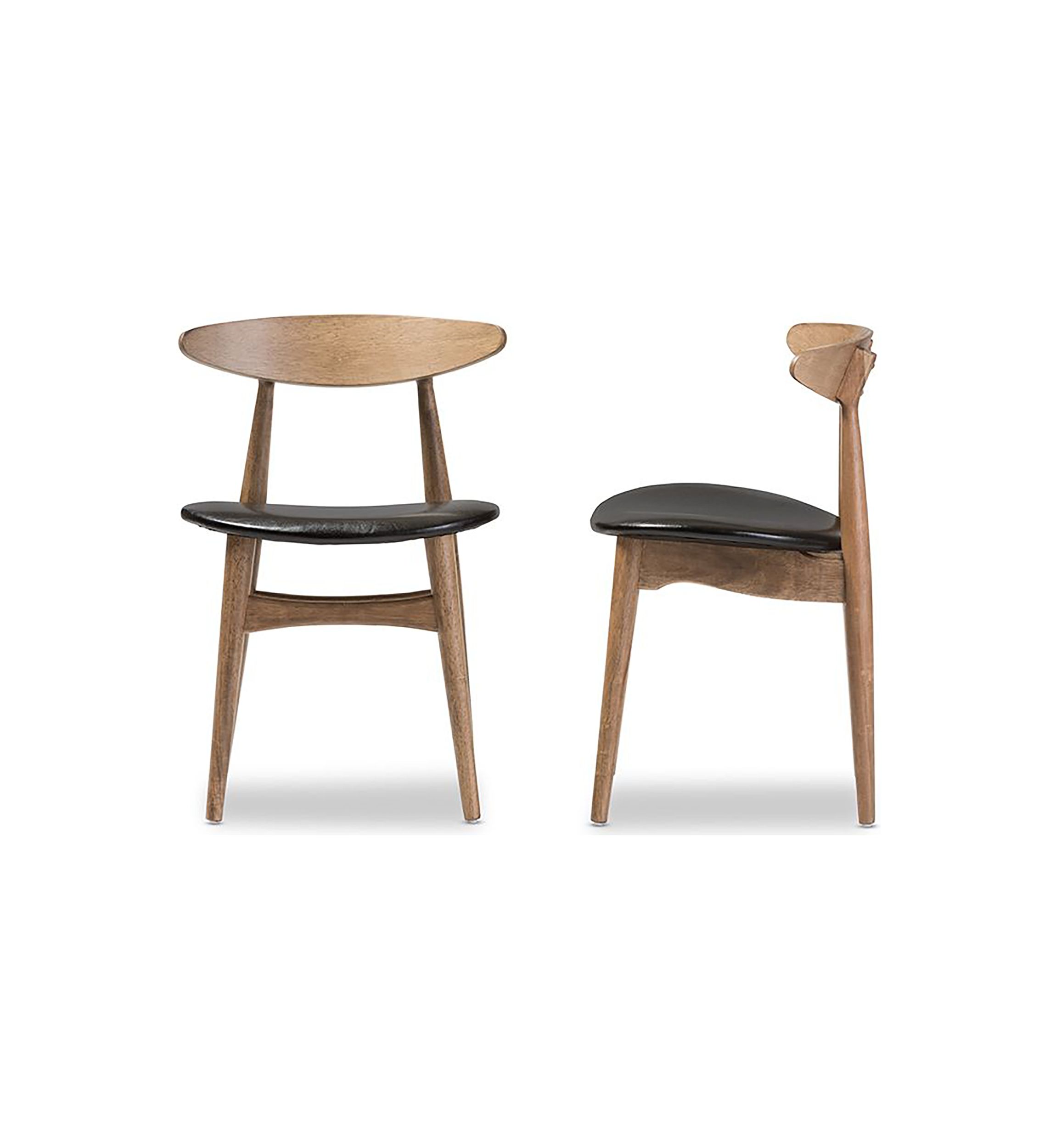 Baxton Studio Edna Mid-Century Modern French Black Faux Leather and ...