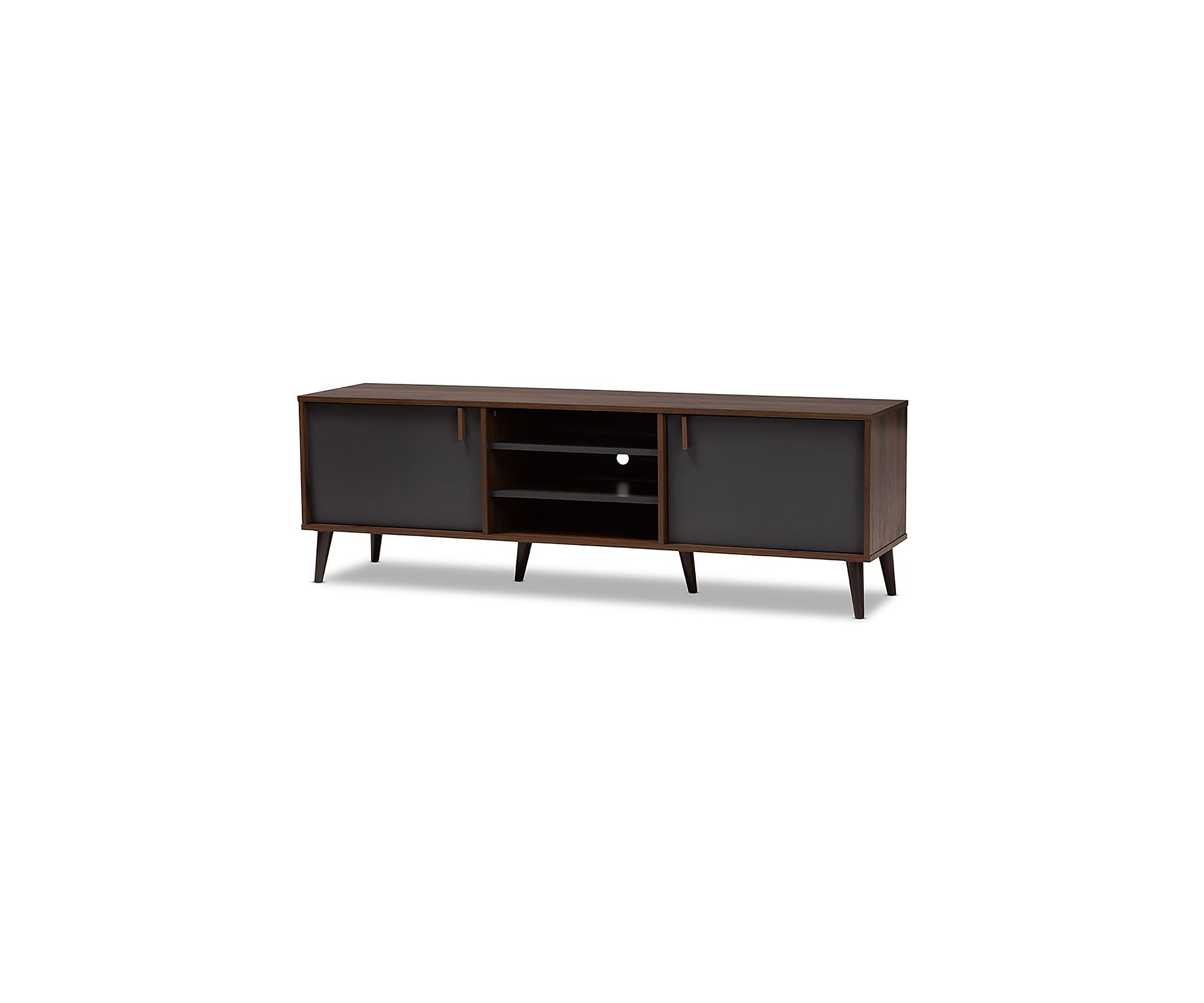 Baxton Studio Samuel Mid-Century Modern Brown and Dark Grey Finished TV ...