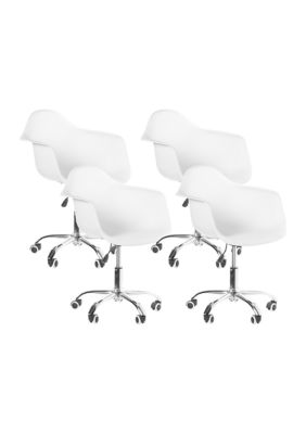 Fabulaxe Mid-Century Modern Style Swivel Plastic Shell Molded Office ...