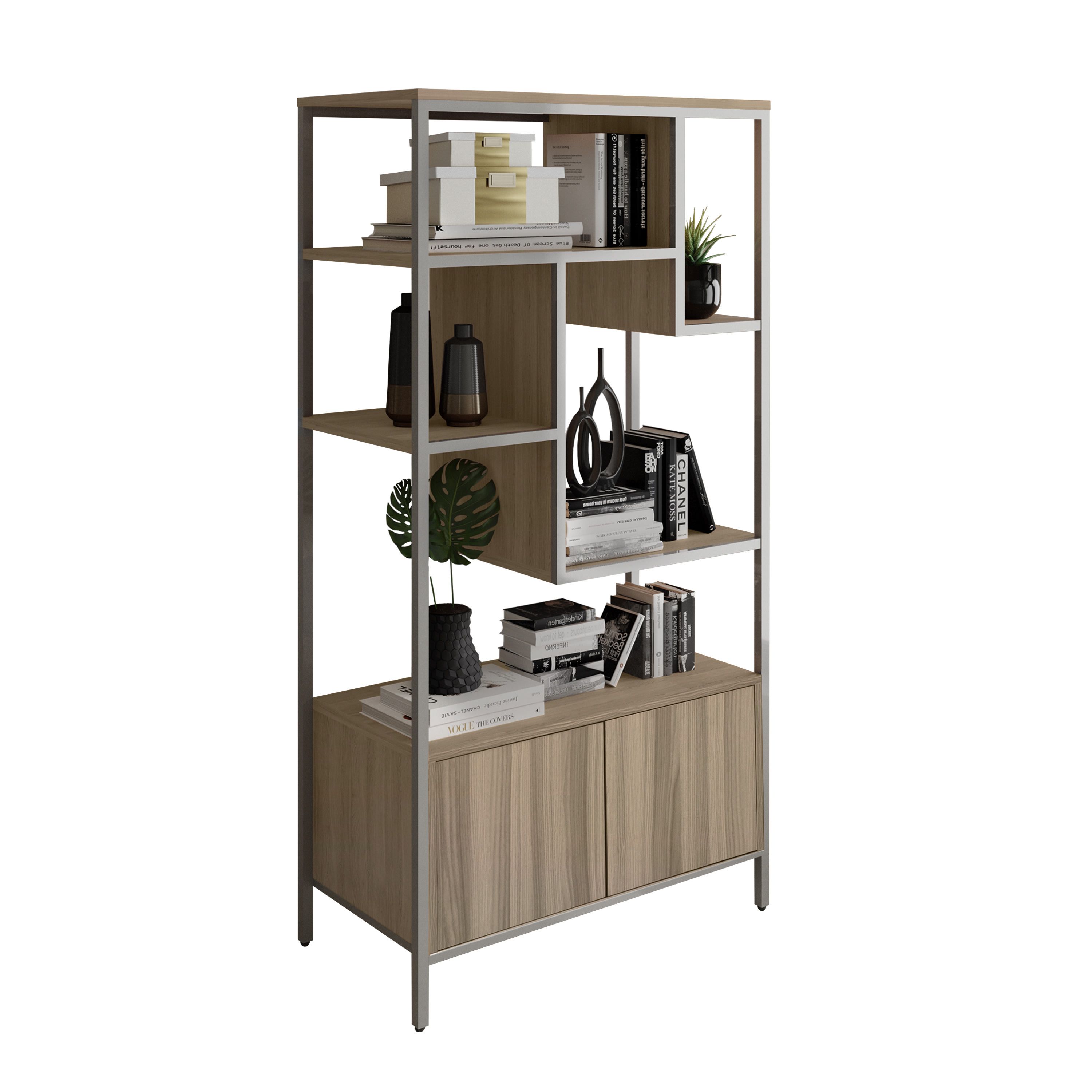 Techni Mobili Techni Mobili Oak Storage Rack with door cabinet | Belk