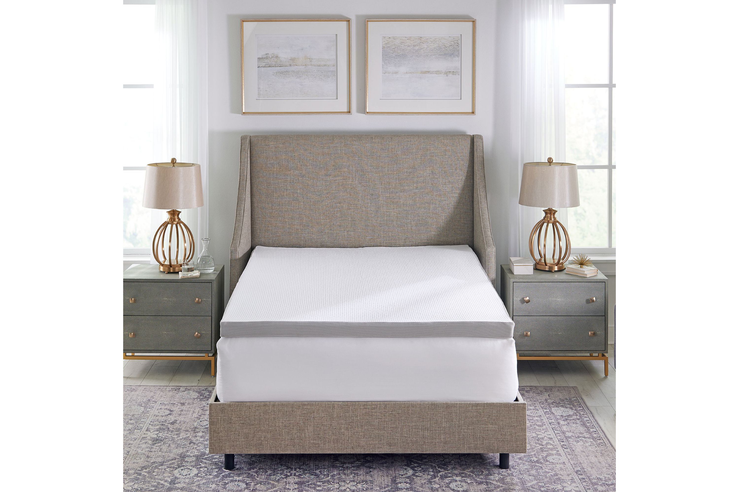 BodiPEDIC 2-Inch Cooling Gel Memory Foam Mattress Topper with Graphene ...