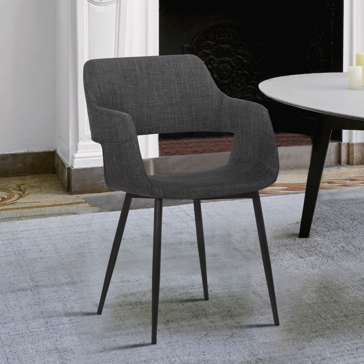 Armen Living Ariana Mid-Century Charcoal Open Back Dining Accent Chair ...