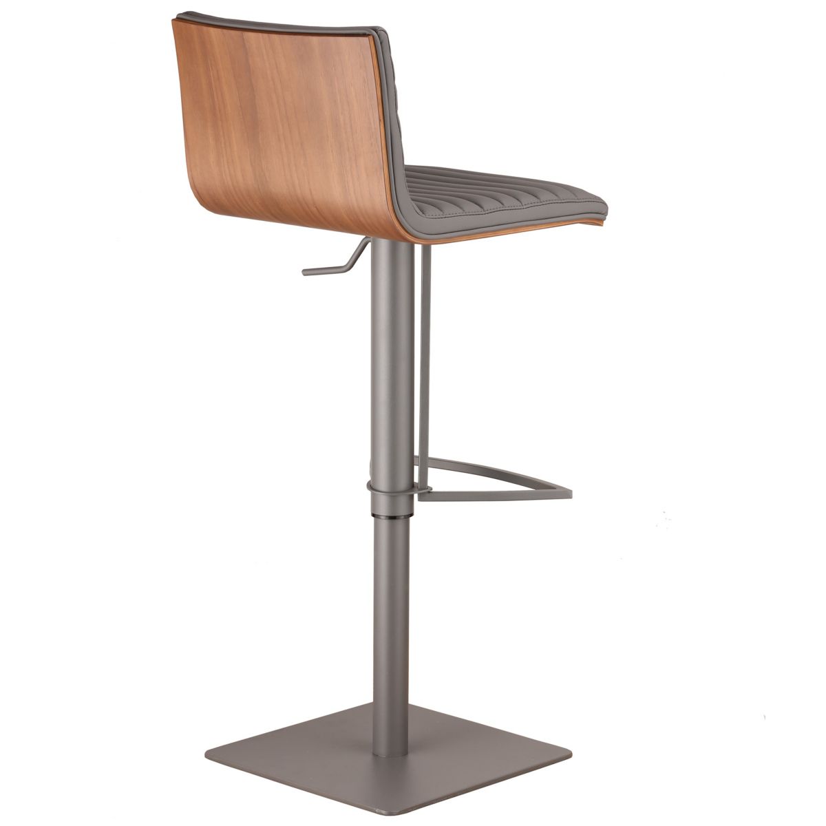 Armen Living Café Adjustable Height Swivel Gray Faux Leather and Walnut ...