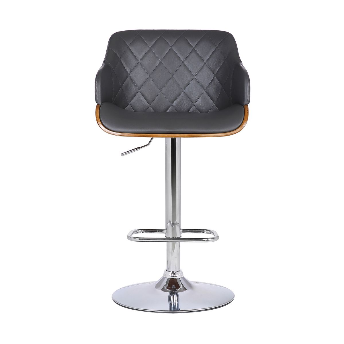 Armen Living Toby Grey Faux Leather Adjustable Height Swivel Walnut ...