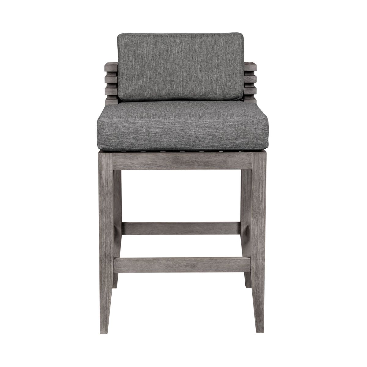 Armen Living Vivid Outdoor Patio Bar Stool in Gray Eucalyptus Wood with ...