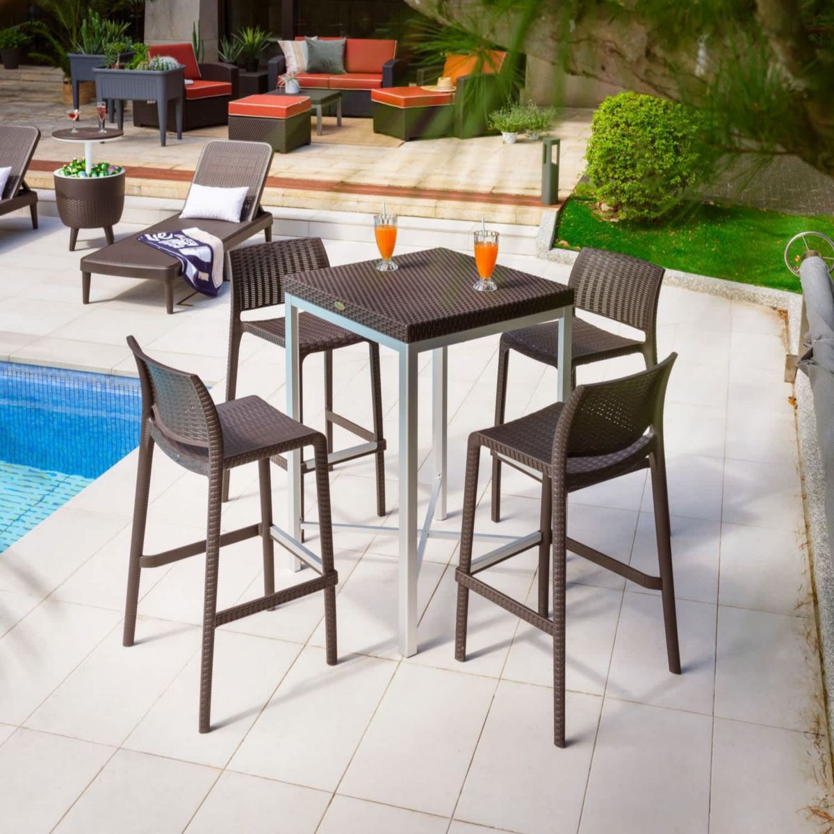 Lagoon Russ Resin Bar Table with Aluminum Legs | Belk