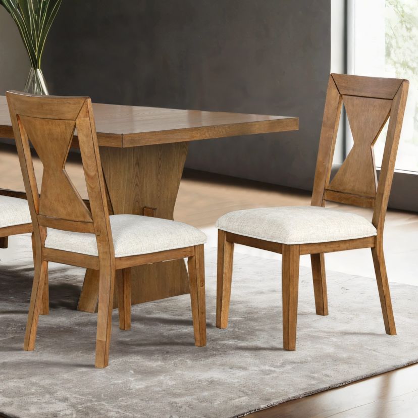 Furniture of America Cron Rustic Oak Padded Dining Chair with Hourglass ...
